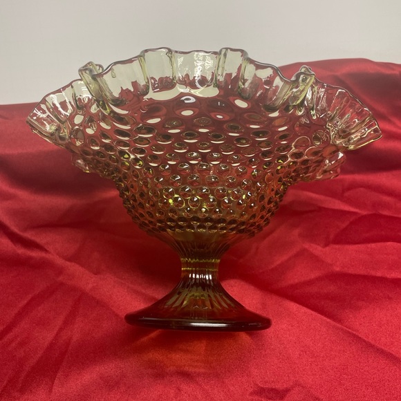 Dining | Vintage Fenton Ruffled Green Glass Large Candy Dish | Poshmark